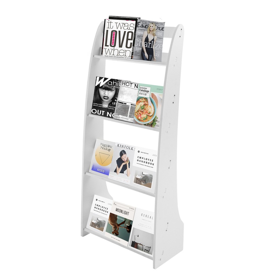 4-Tier Book Display Rack Brochure Holder Literature Floor Standing ...