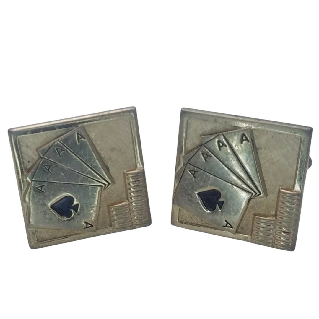 SWANK Ace of Spades Playing Cards Poker Chips Vintage CuffLinks vegas ...