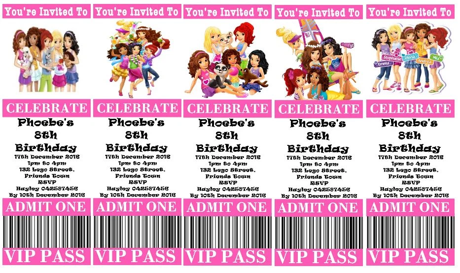 Lego Friends Birthday Invitation