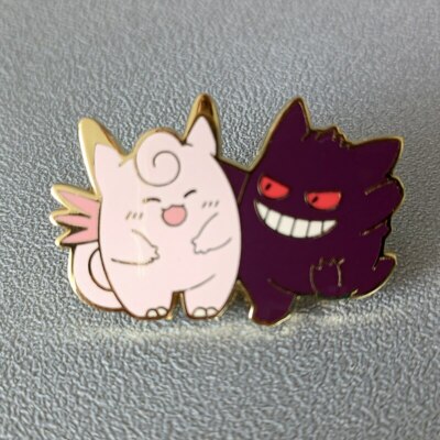 Clefairy & Gengar Arm In Arm Metal/Enamel 1.75" x 1" Pin | eBay