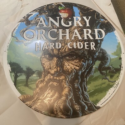 Angry Orchard Hard Apple Cider Round Tree Logo Metal Beer Sign 20” Tin ...