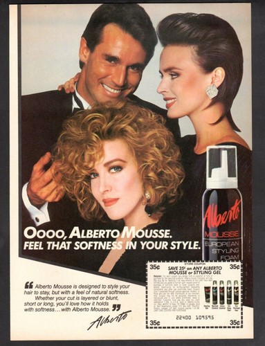 Vintage advertising print Hair Alberto Mousse Styling Gel softness in ...