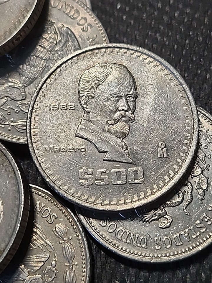 MEXICO $500 Pesos coin, vintage Mexican Peso "Madero" (1986-1992 type ...