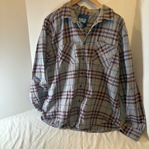 Samuel Adams Boston Brewery BristMfg Plaid Grey/Maroon/Blue Button Down ...