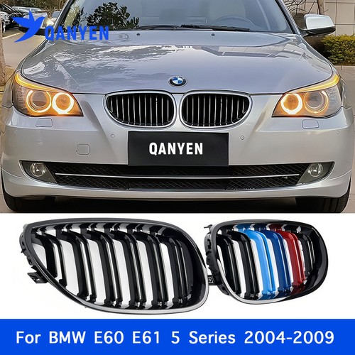 2x M-Color Dual Line Front Kidney Grill Grille for BMW E60 E61 5 Series ...