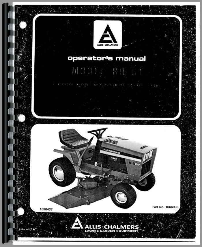 Allis Chalmers 816 Lawn & Garden Tractor Operators Manual AC-O-816 GT ...