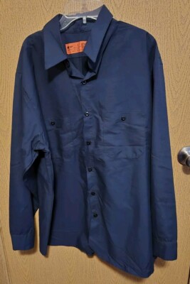 UniFirst Work Uniform Navy Button Down Shirt Men’s X-Large | eBay