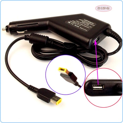 Notebook DC Power Adapter Car Charger +USB for Lenovo/ Thinkpad ...