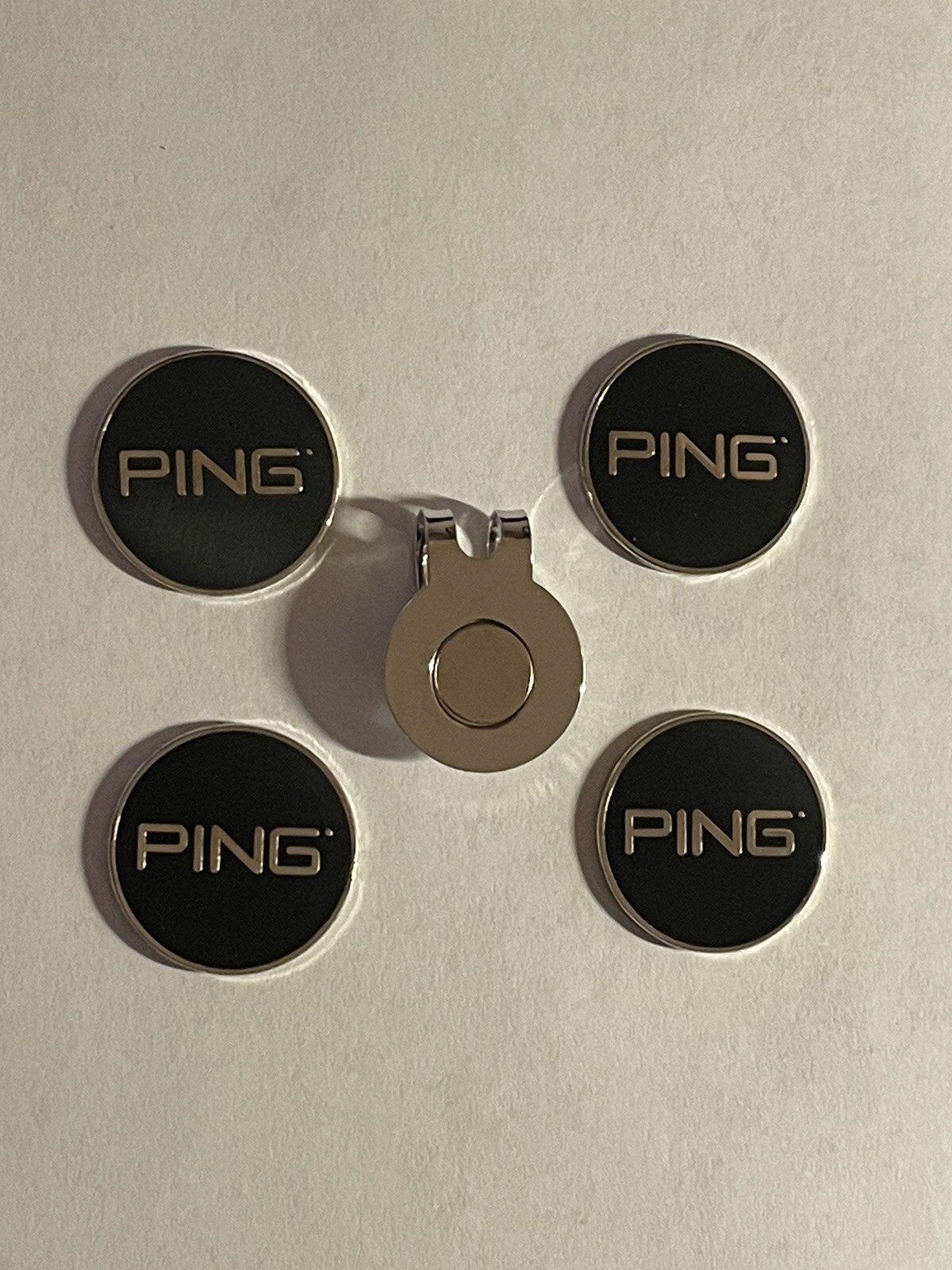 (4) Karsten PING 1" Coin Style Golf Markers W/BONUS HAT CLIP - A Great ...