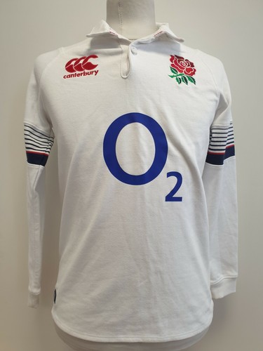 NN75 BOYS CANTERBURY ENGLAND O2 WHITE L/SLEEVE COLLARED RUGBY T-SHIRT ...