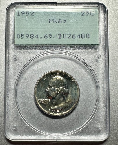 1952 PROOF WASHINGTON QUARTER PCGS PR65 OLD RATTLER HOLDER | eBay