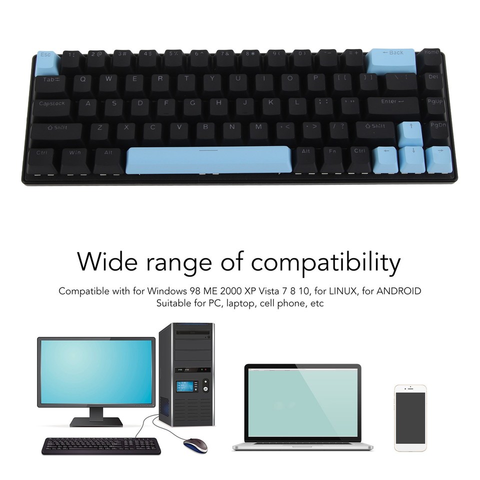 Mechanical Keyboard 68 Keys RGB Backlight Compact Wired Keyboard With ...