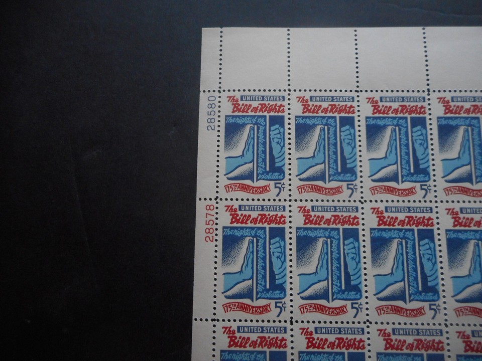 Scott 1312, 5 cent, The Bill of Rights, Sheet | eBay