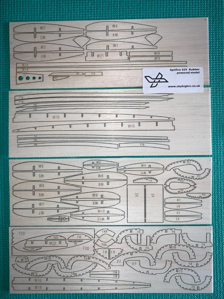 Spitfire XIV ~ 22" Scale free-flight rubber model~ Laser-cut balsa/ply ...