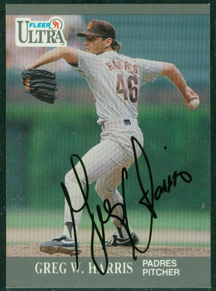 Original Autograph of Greg Harris of the San Diego Padres on a 1991 ...