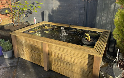 Raised Garden Pond w/Seat Top Rectangular Water Feature 160x100x54cm ...
