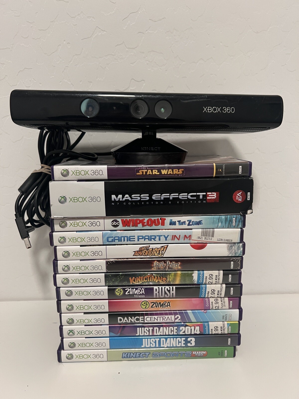Microsoft Xbox 360 Kinect Motion Sensor Bar Black & 13 Game Lot Bundle ...