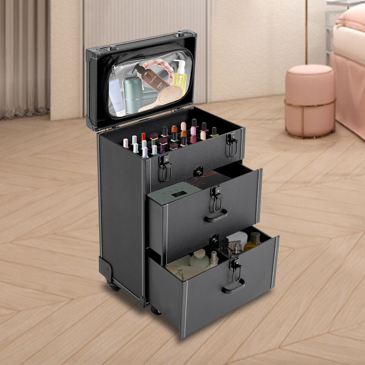 hot sale enjoy discounts Professional Makeup Train Case 4 in 1 Rolling ...