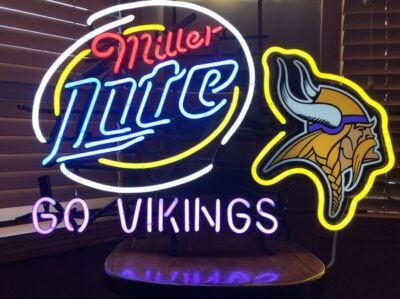Miller Lite Minnesota Vikings Go Vikings Bar Light Lamp Neon Sign 24 ...