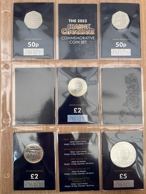 Change Checker Annual Commemorative 5 Coin Set 50p £2 £5 Coins 2023 UK ...