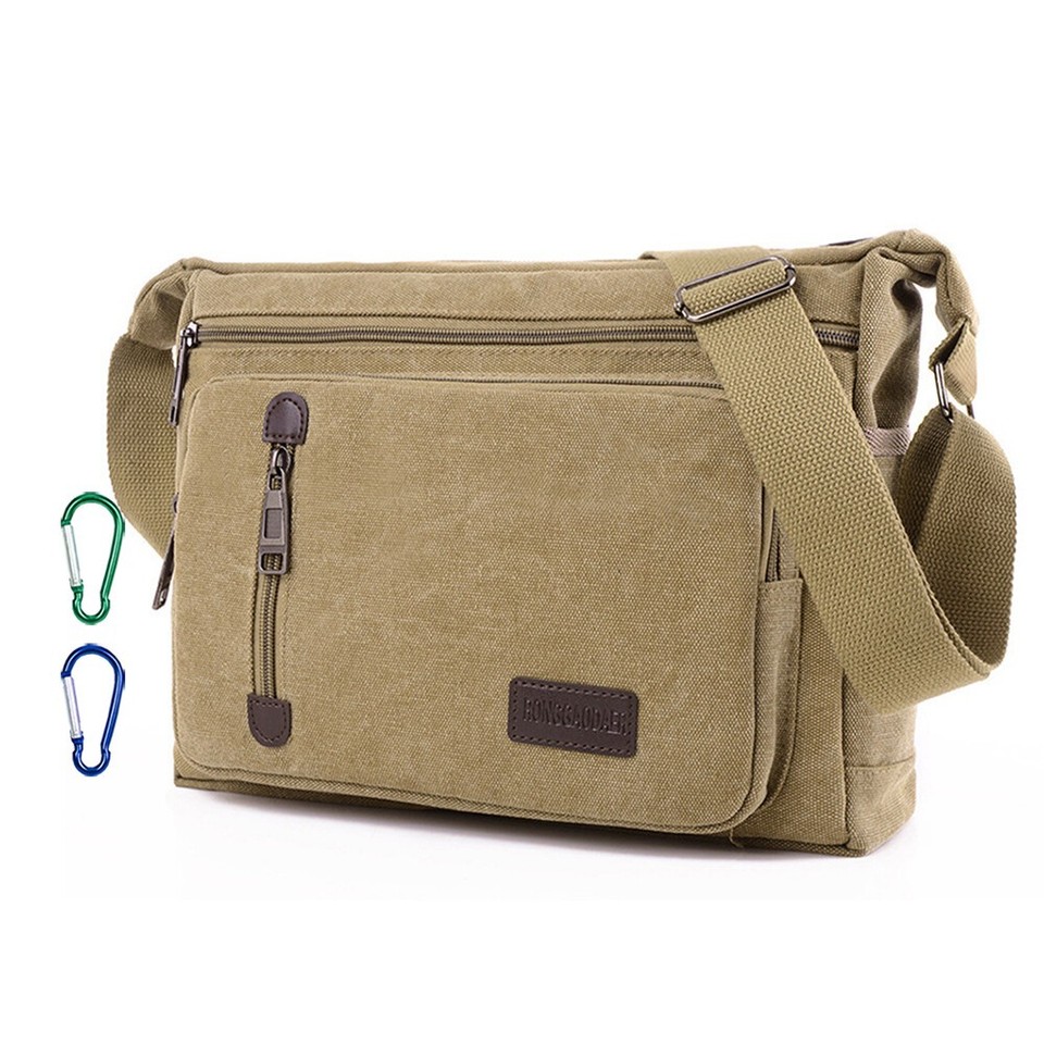 Mens Canvas Cross Body Bag Messenger Shoulder Book Bags School Satchel ...