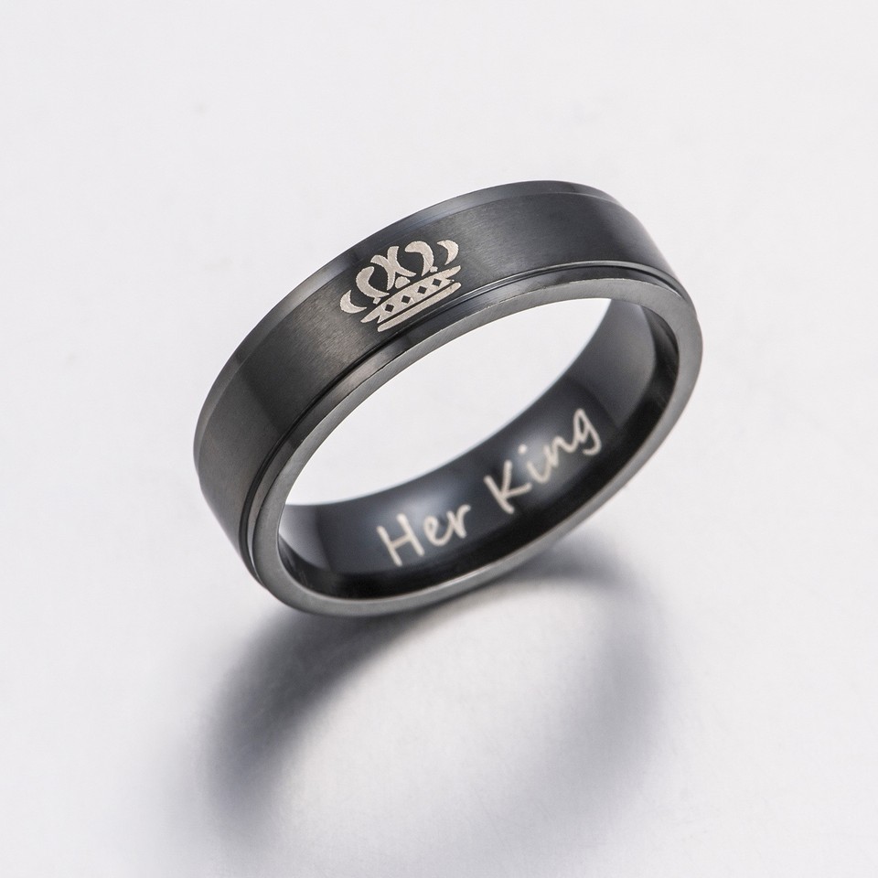 Lovers New Fashion Stainless Steel HIS QUEEN and HER KING Couple ...