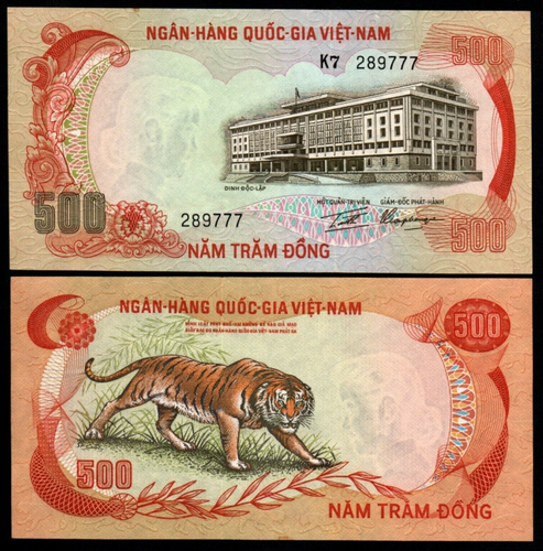 VIETNAM South 500 DONG P-33 1972 TIGER AUNC Currency Vietnamese Money ...