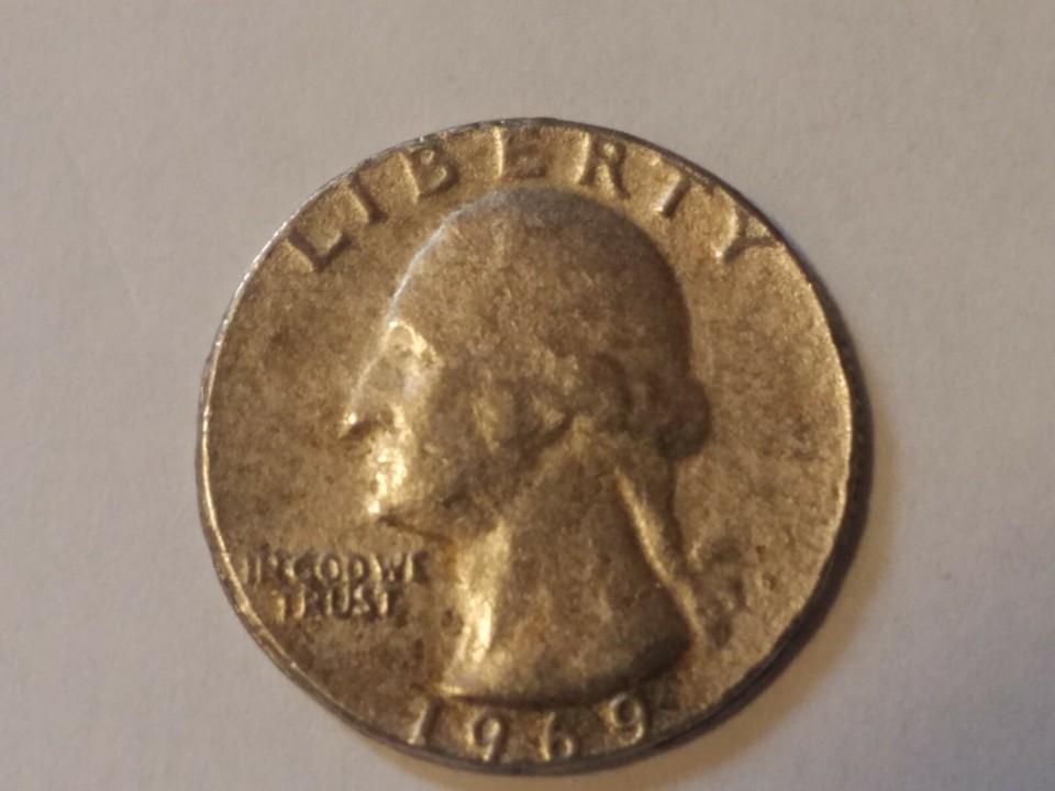 1969 Split Edge "Sandwich" Washington Quarter US Error Coin Recessed ...