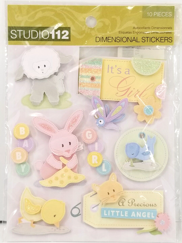 Studio 112 Baby Girl Newborn Dimensional Stickers Pastels Scrapbooking ...