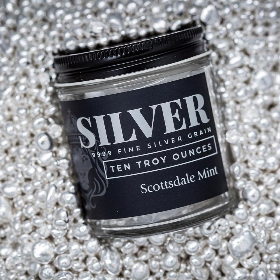 10 oz Silver Shot .9999 Fine Silver in Jar for Casting or Pouring #A636 ...