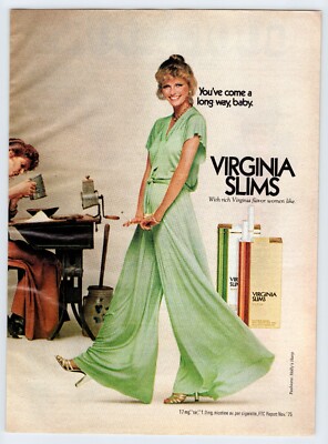 1976 CHERY TIEGS VIRGINIA SIMS CIGARETTES Vtg 1970's 8"X10.5" Magazine ...
