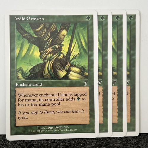 MTG (4x) 7th Edition Core Sets ***Wild Growth*** 282/350~Green~Common~L ...