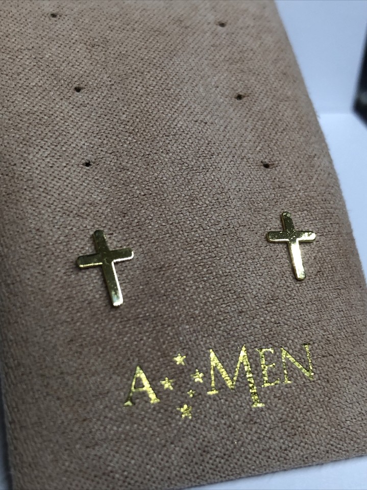 Earrings Cross Amen Yellow Gold 9 Carats | eBay