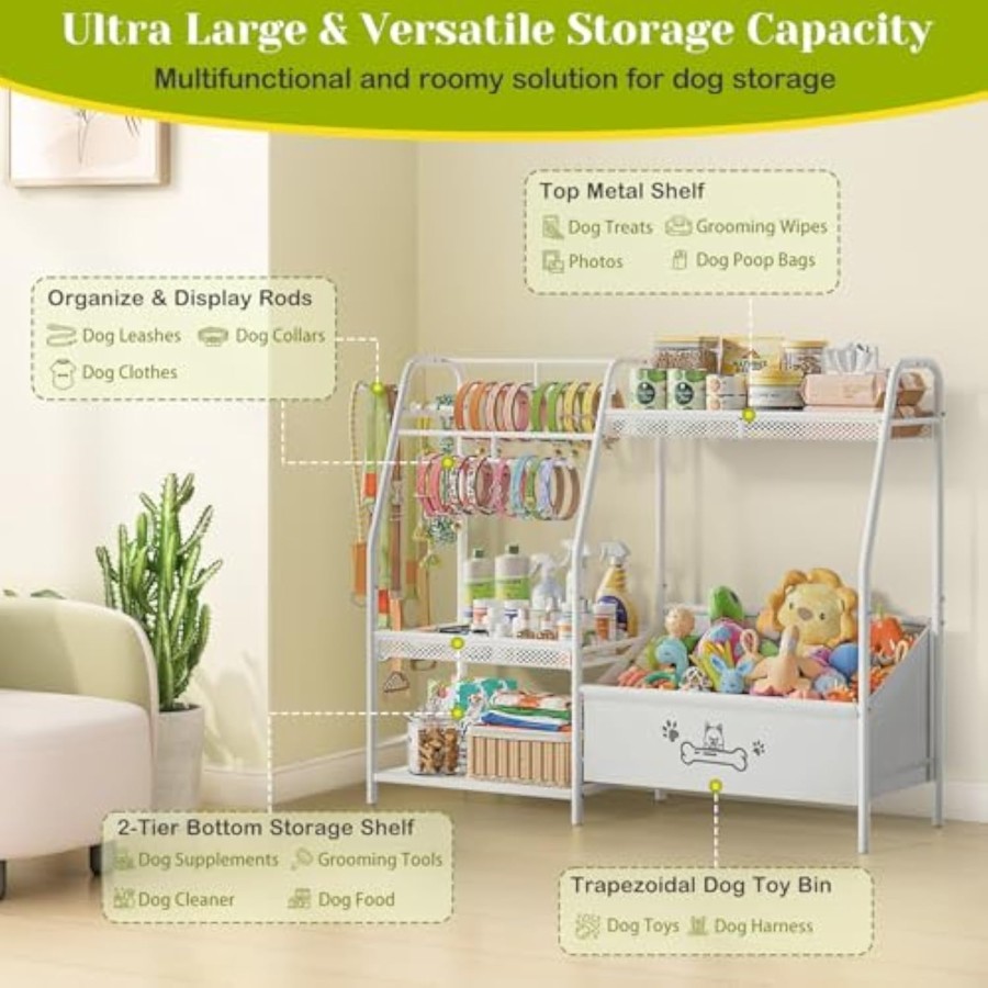 Large Dog Toy Basket with Dog Storage Organizer, Trapezoid Dog Toy Bin ...