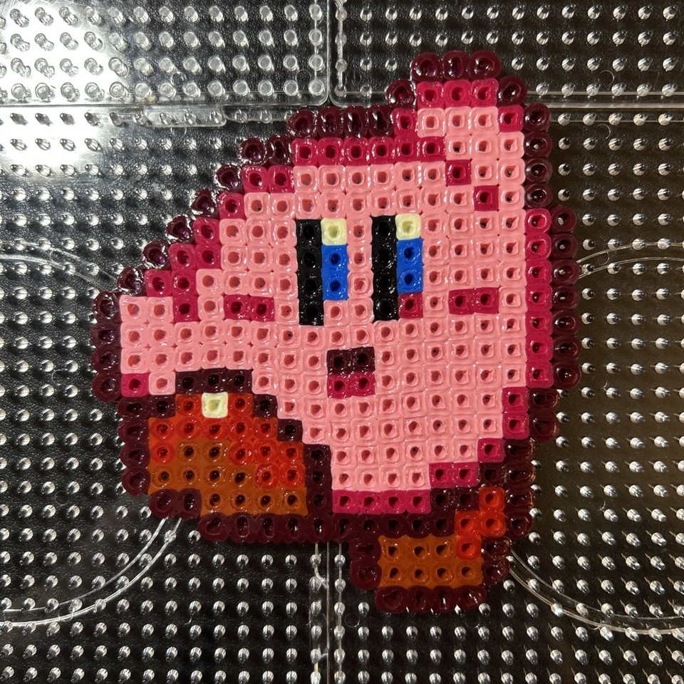 Kirby Perler Bead Art - Approx 11cm Sprite Decoration Unique Handmade ...