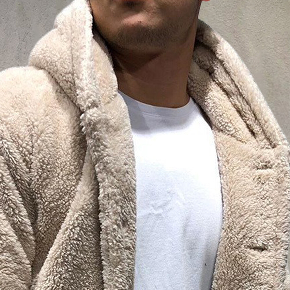 Mens Teddy Bear Fleece Coat Cardigan Winter Warm Hooded Jacket Hoodies ...