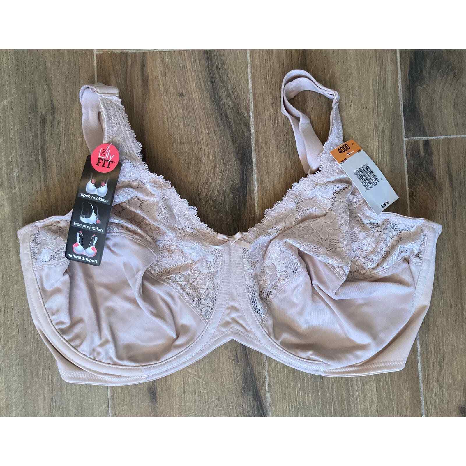 Lilyette Unlined Bra Beige 40DD Lace Detail | eBay
