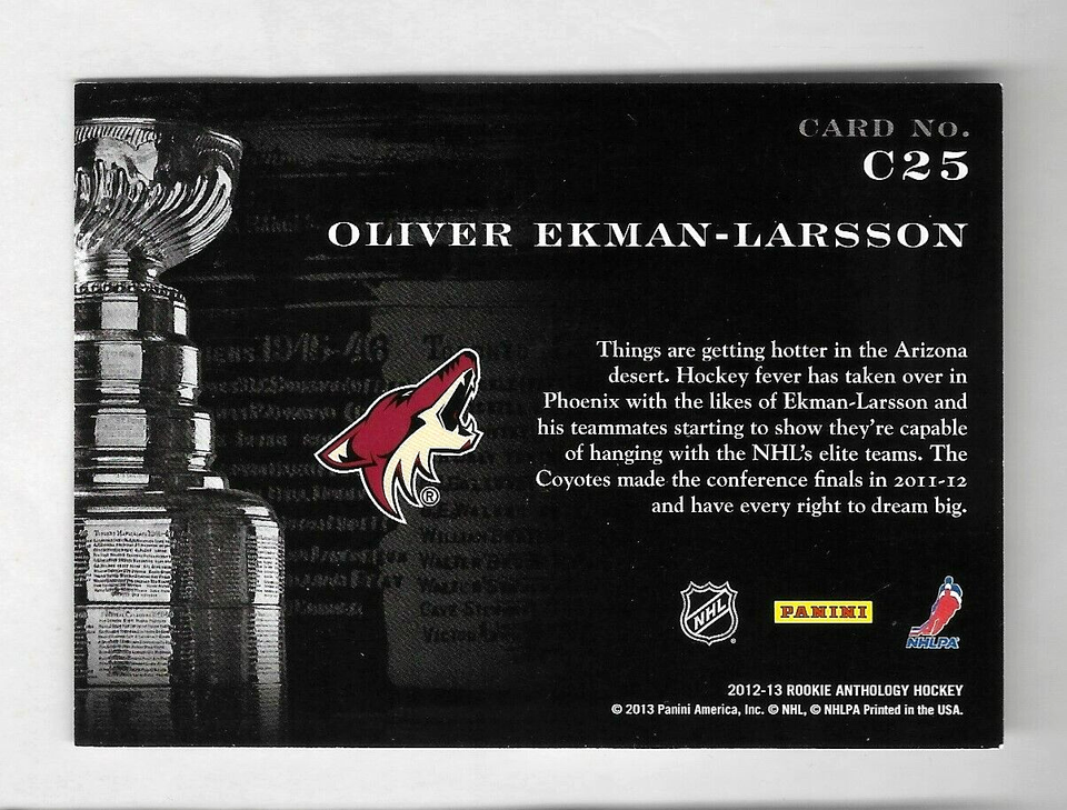 OLIVER EKMAN-LARSON 2012-13 PANINI CUP CONTENDERS SP INSERT CARD #C25 ...