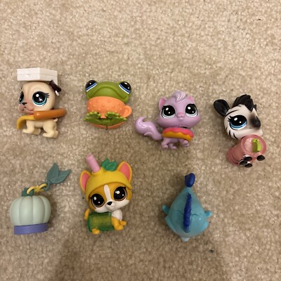 LPS Littlest Pet Shop Mixed Lot of 7 Toy Figures Animals Fish Frog Dog ...