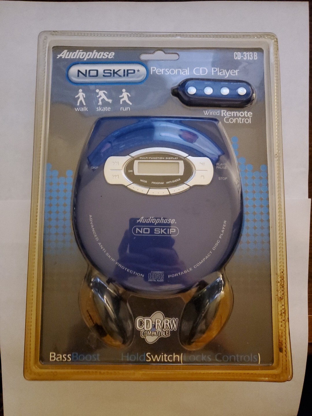 Audiophase CD Player CD313B Blue & Remote Control & Headphones New | eBay