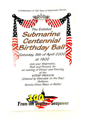 Vintage US Navy Submarine Ball Poster, USN Centennial Millennial Sub ...