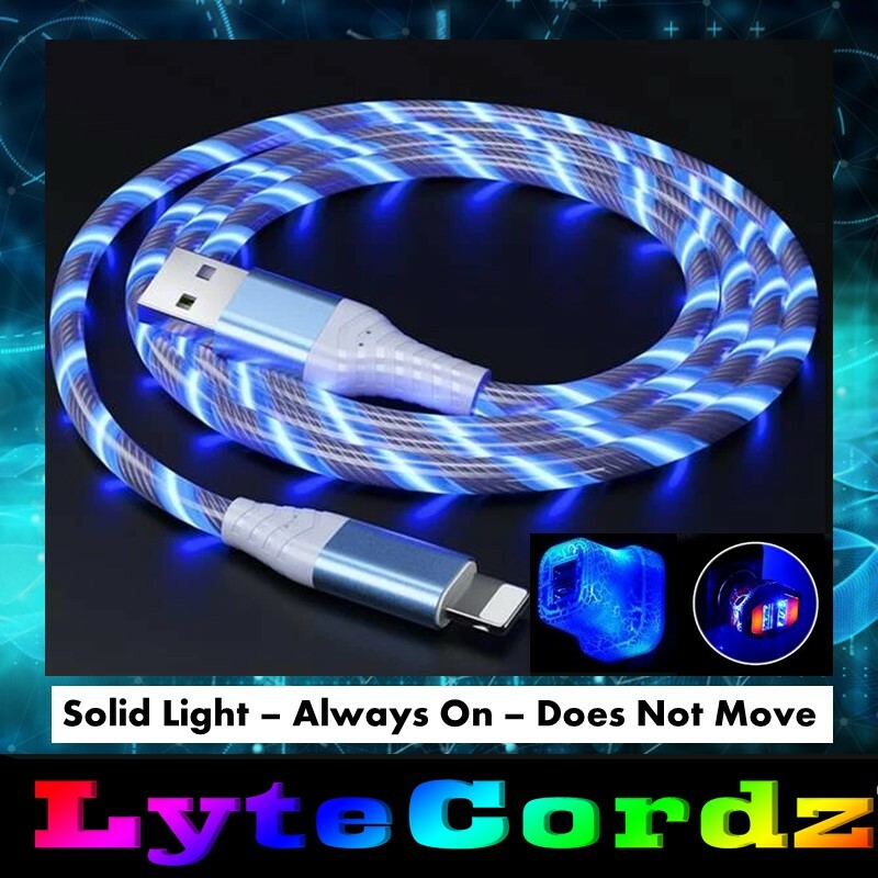 LED Light Up Charging Charger Cable USB Data Cord iPhone Android Type C ...