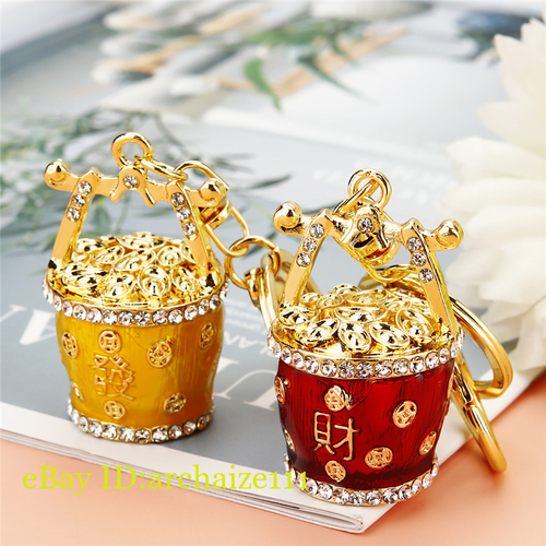 Zhaocai Car Keychain Women Creative Diamond Inlaid Treasure Pot Metal ...