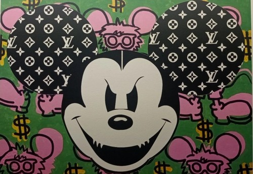 Rare print ANGRY MICKEY VITON embossed Signed,Dismaland, Death NYC ...