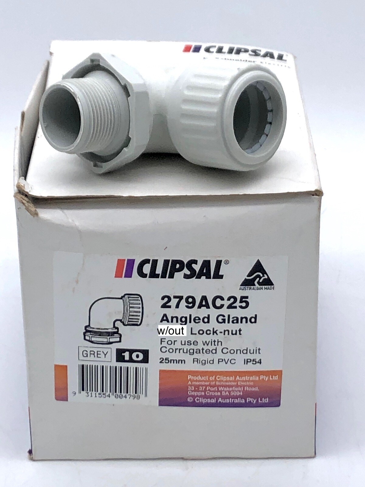 8pcs. Clipsal 279AC25 Angle Gland Elbow Corrugated Conduit 25mm 90 Deg ...