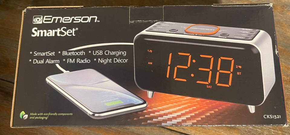 Emerson Radio SmartSet Alarm Clock Radio with Bluetooth Speaker ...