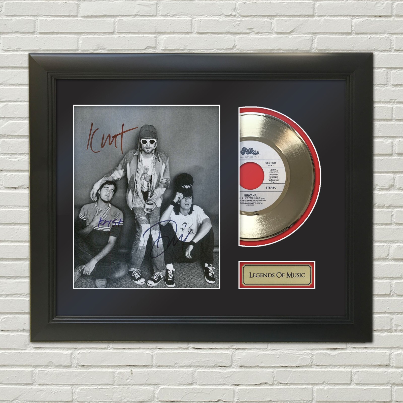 Nirvana Legends of Music Gold Record Display w/reproduction signature ...