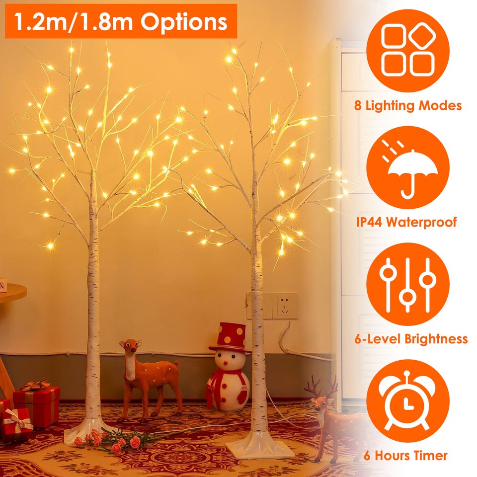 4/6Ft Lighted Birch Twig Tree 400LED Warm White Light Home Club ...
