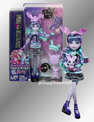 G3 Monster High Creepover Party Twyla Pet Rabbit Dustin Doll Sleepover ...