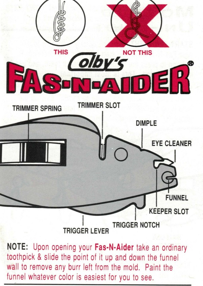 FAS-N-AIDER FISHERMAN'S KNOT-TYER...TIE YOUR HOOK IN 15 SECONDS! FREE ...